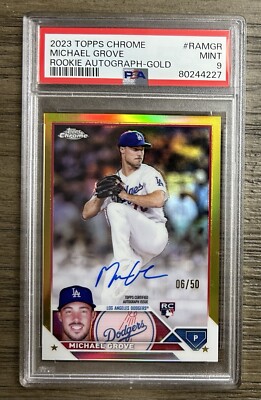 2023 Topps Chrome Michael Grove Auto /50 PSA 9 Gold Refractor Rookie ...