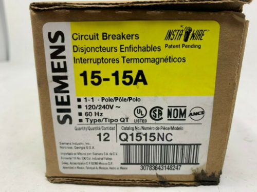 Q1515NC - (Box of 12, no clip) - Siemens 15 Amp Tandem Breaker | eBay