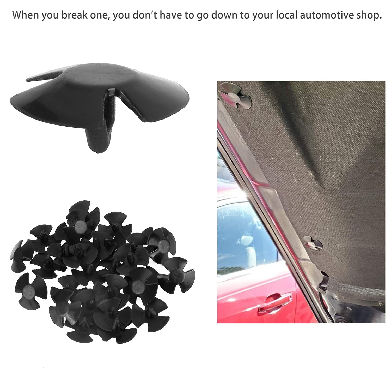 For Dodge Hood Insulation Retainer Clips- Fits 1/4" Hole- 1-3/16" Head ...