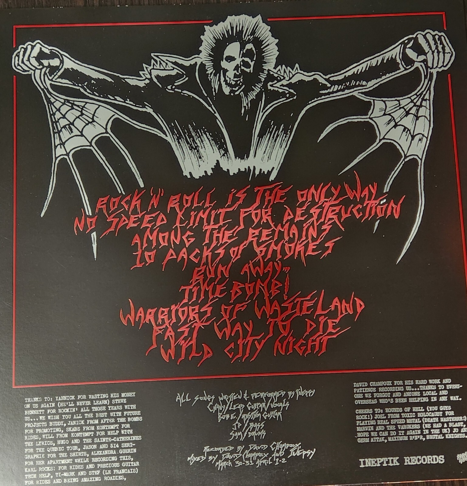 Inepsy - No Speed Limit For Destruction Vinyl Record Lp Original 1st ...