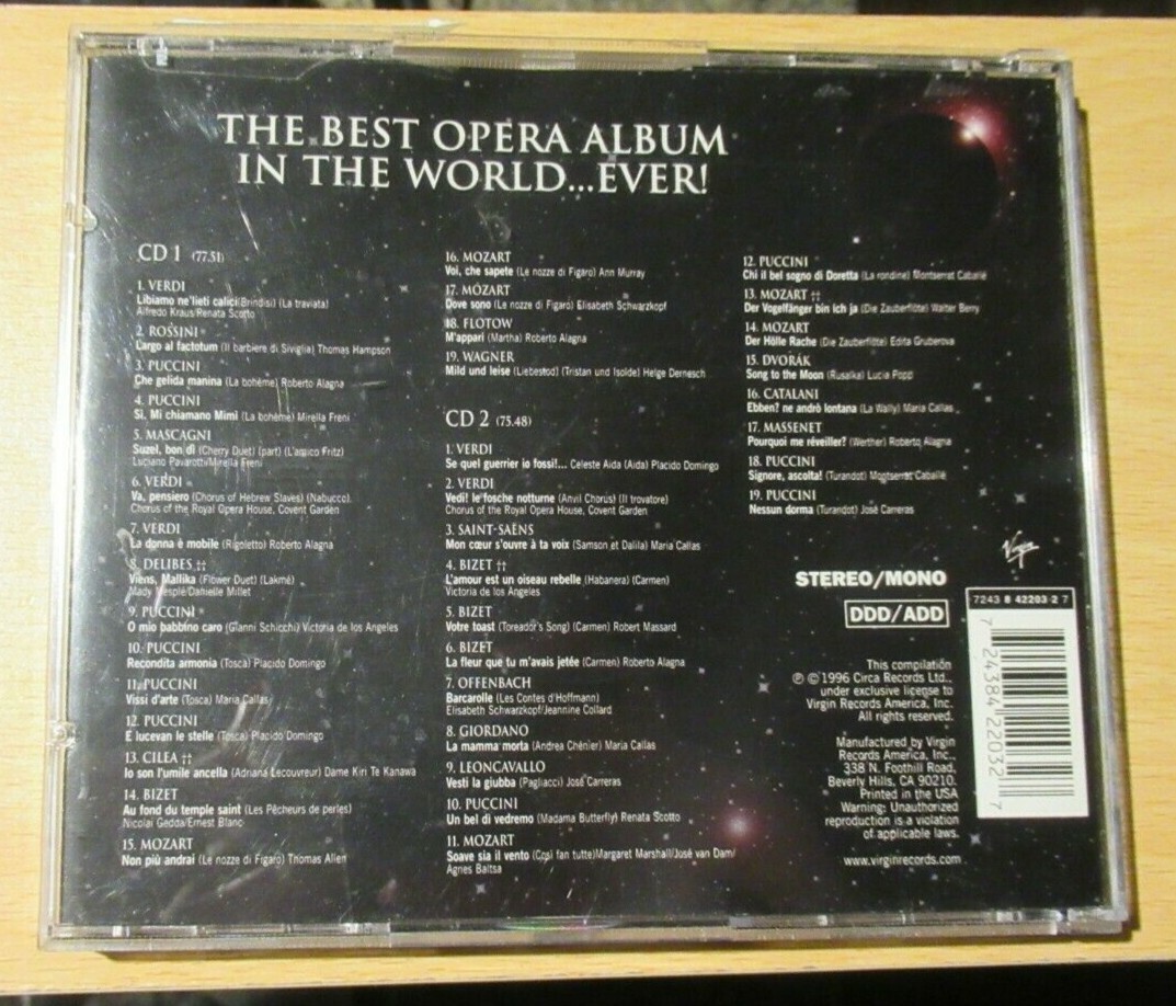 The Best Opera Album in the World... Ever! (Audio CD 1996) 724384220327 ...