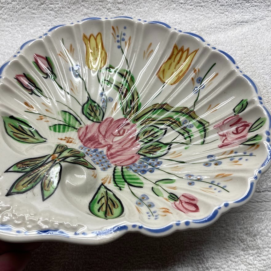 Southern Potteries Blue Ridge China Hand Painted Floral Shell Shaped ...