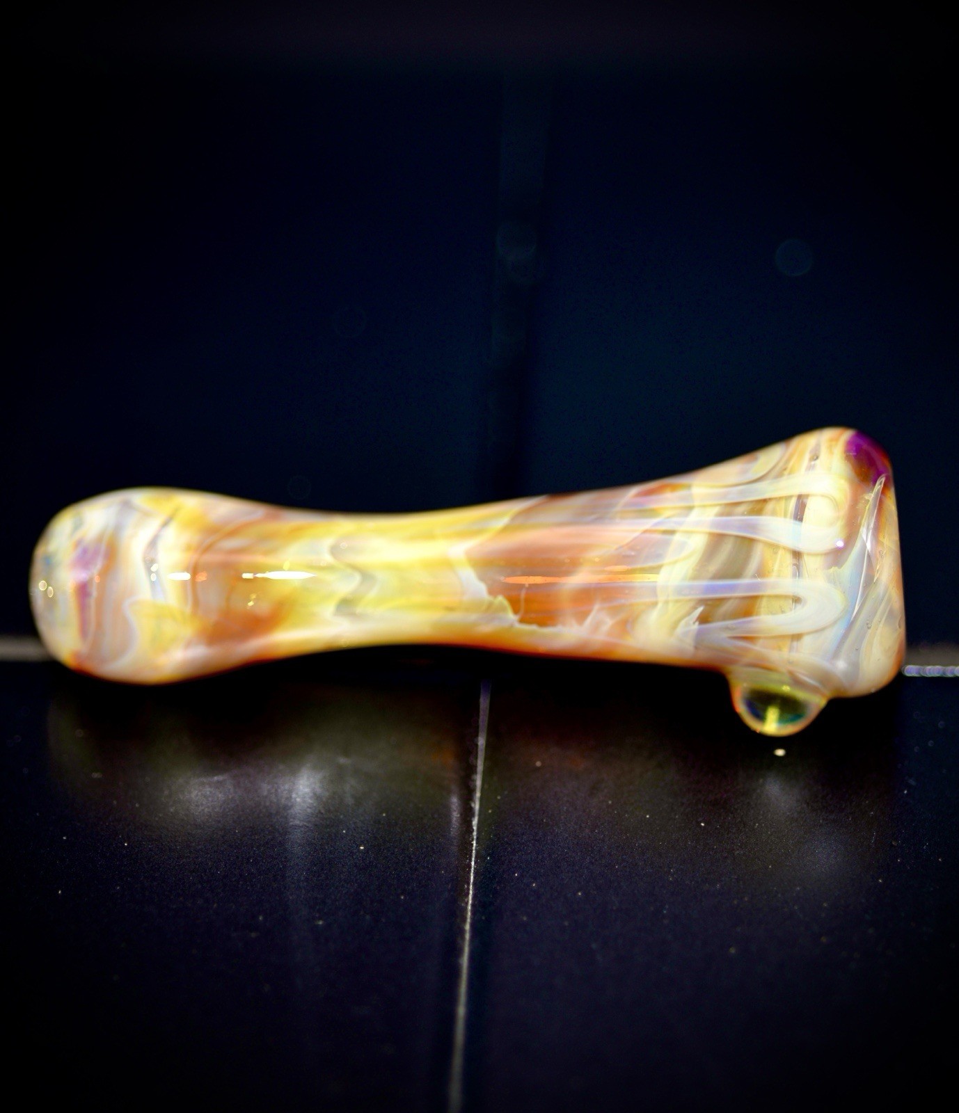 Borosilicate Glass Silver-Fumed Chillum GreenLeaf Glass Studio Unique 1 ...