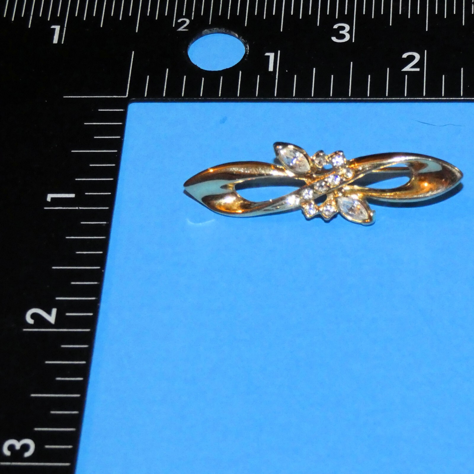 Vintage Infinity Symbol Bar Brooch Pin Loop Rhineston… - Gem