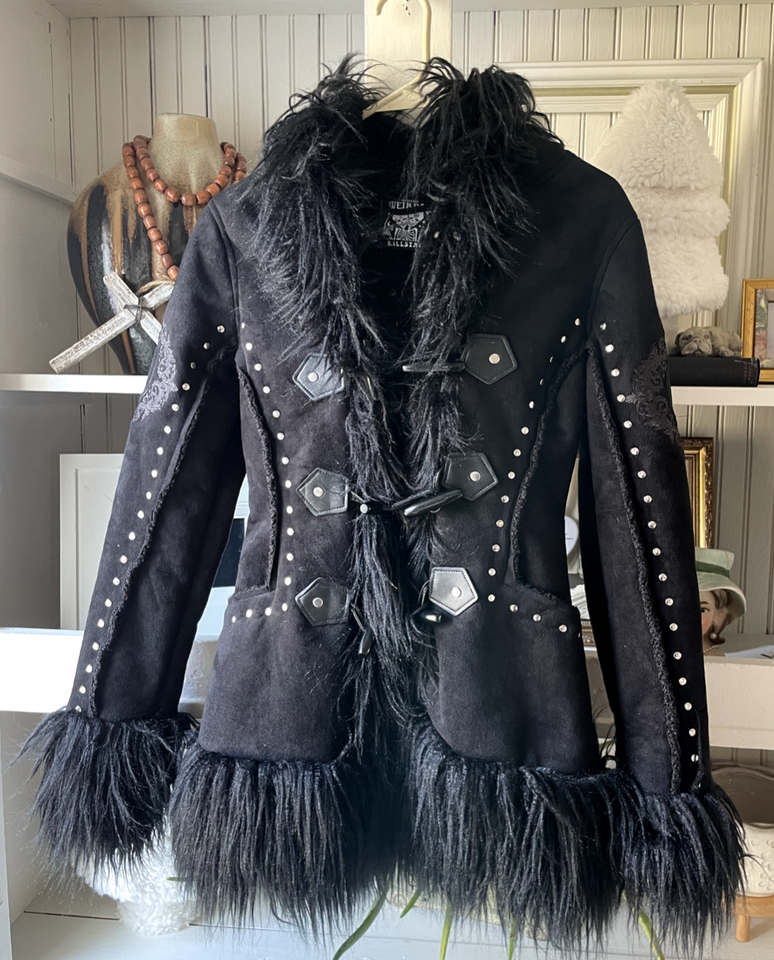 WOMEN'S KILLSTAR GOTHIC BLACK PENNY LANE STYLE COAT WITH FAUX FUR XS ...
