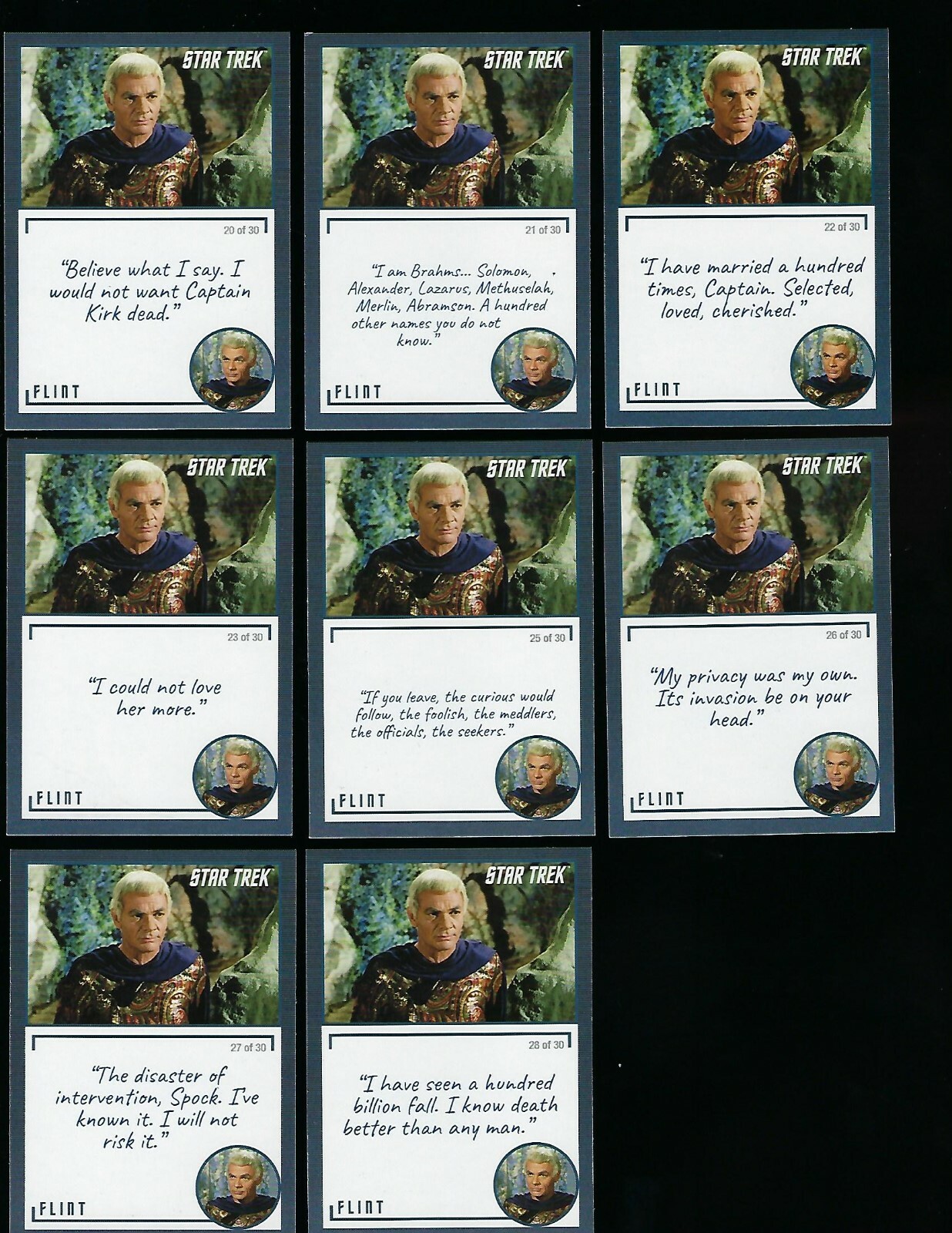 Star Trek TOS Archives and Inscriptions Flint 15 separate cards | eBay