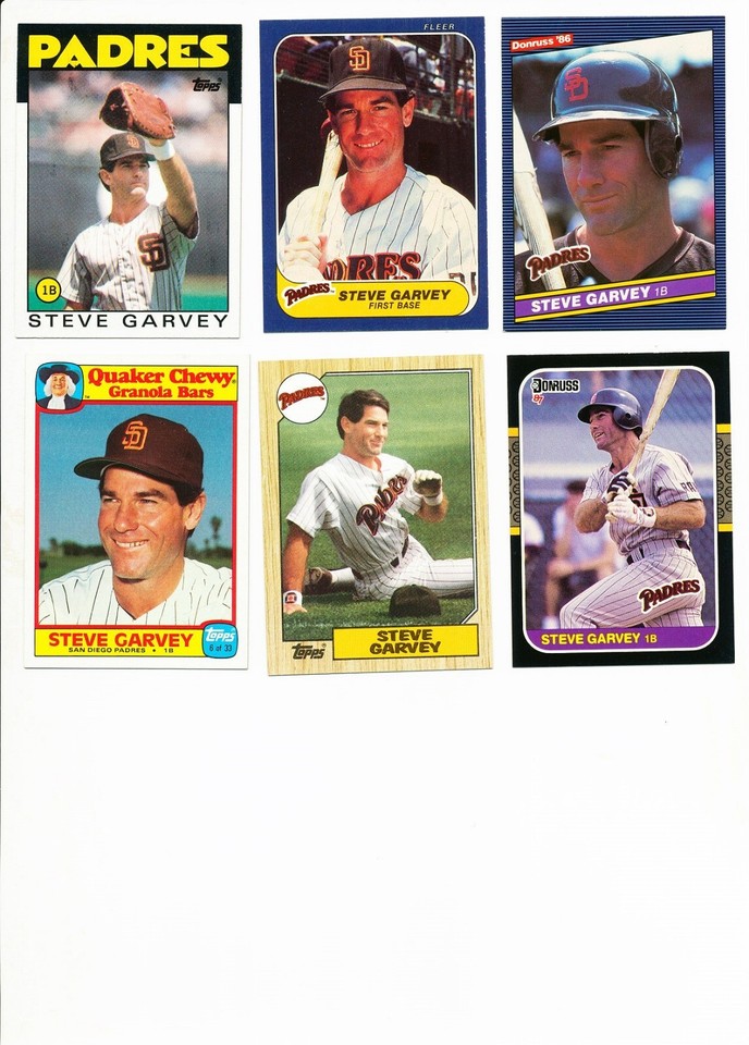 Steve Garvey - San Diego Padres Lot - 15 Different Cards in 5 card Lots ...