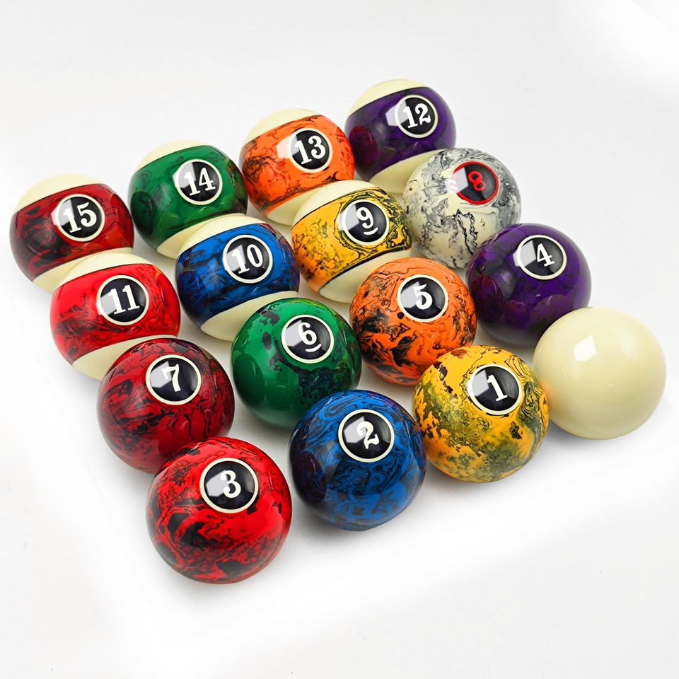 Marble Swirl Style Pool Balls Set Professional 2 1/4-Inch Billiard ...