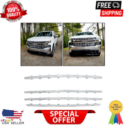4PCS Snap-On Grille Trim Covers Overlay For 2019-21 Chevy Silverado ...