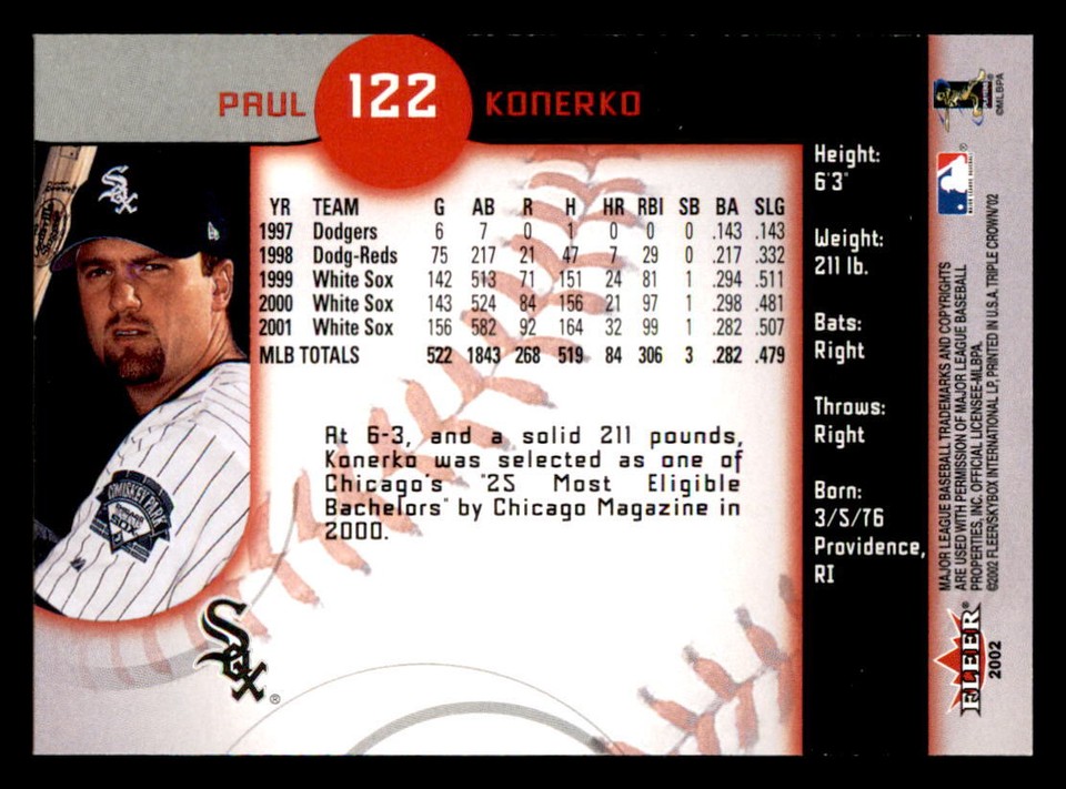 2002 Fleer Triple Crown #122 Paul Konerko Chicago White Sox | eBay