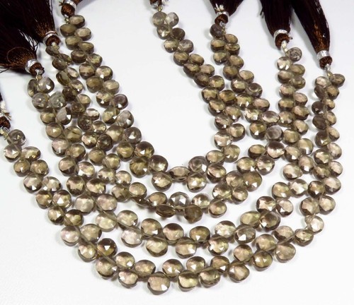 Natural Grey Smoky Quartz Heart Faceted Gemstone Beads 7x7mm 8"Strand ...