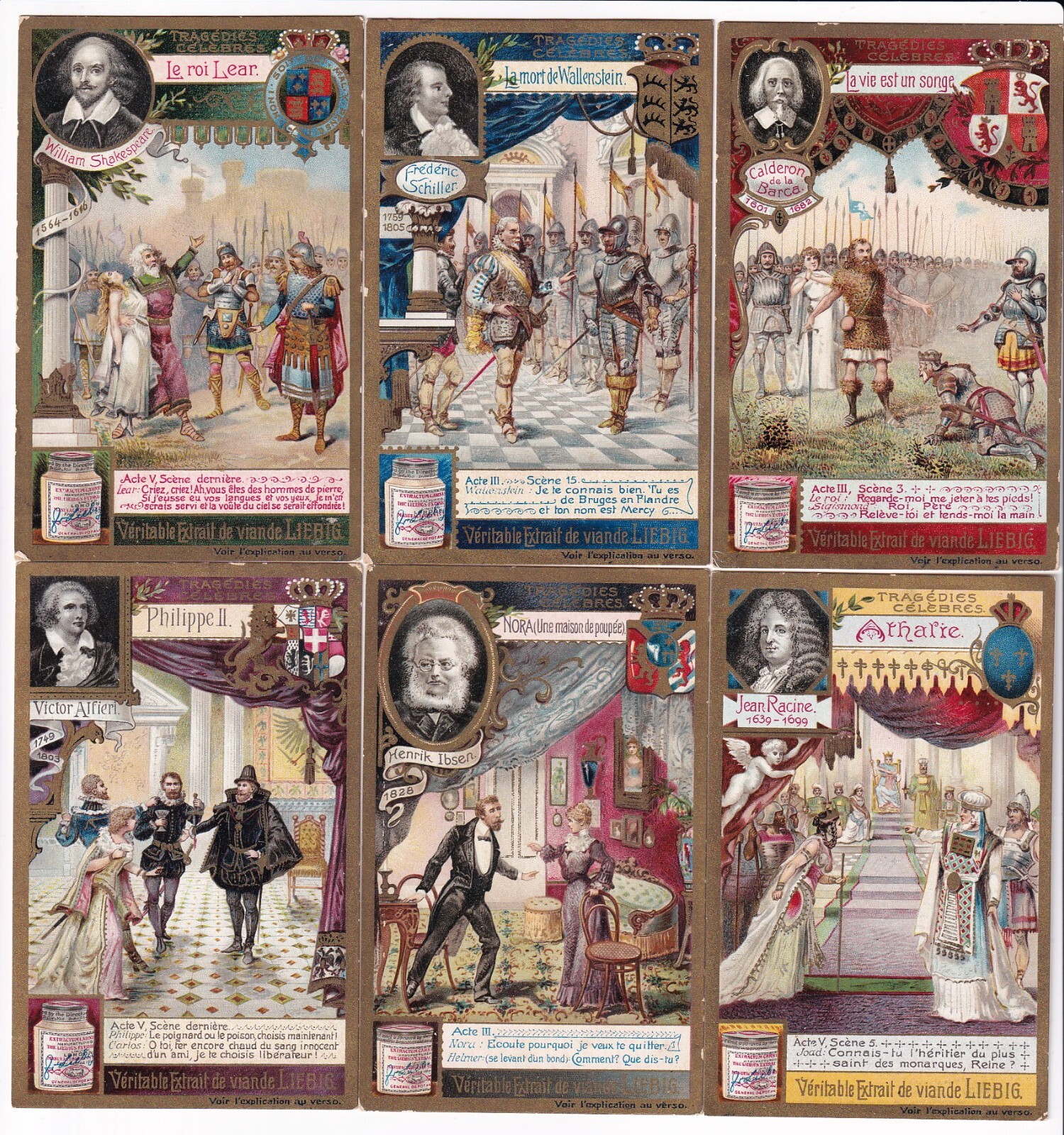 1906 Complete Card Set FAMOUS TRAGEDIES Shakespeare KING LEAR Henrik ...