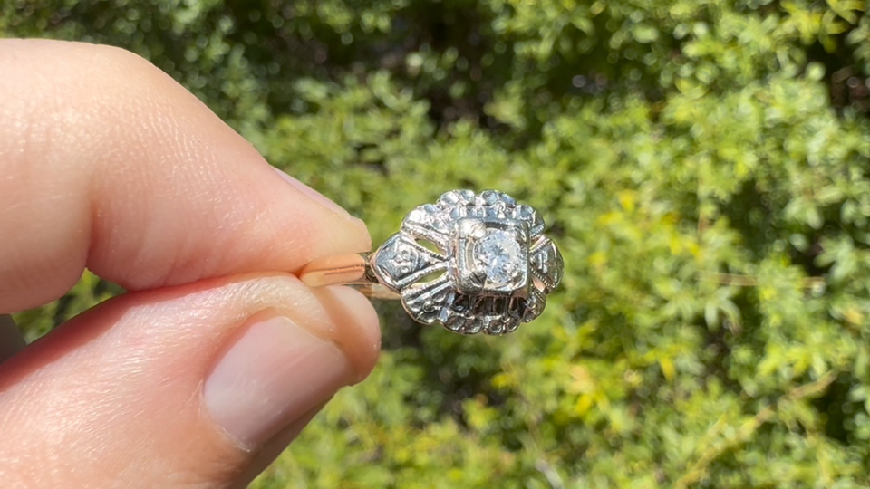Antique 14k Solid Yellow White Gold Engraving High Quality Natural ...