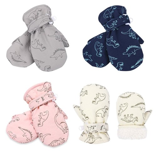 Thickened Fleece Kids Gloves Dinosaur Print Baby Mittens Girls Boys | eBay