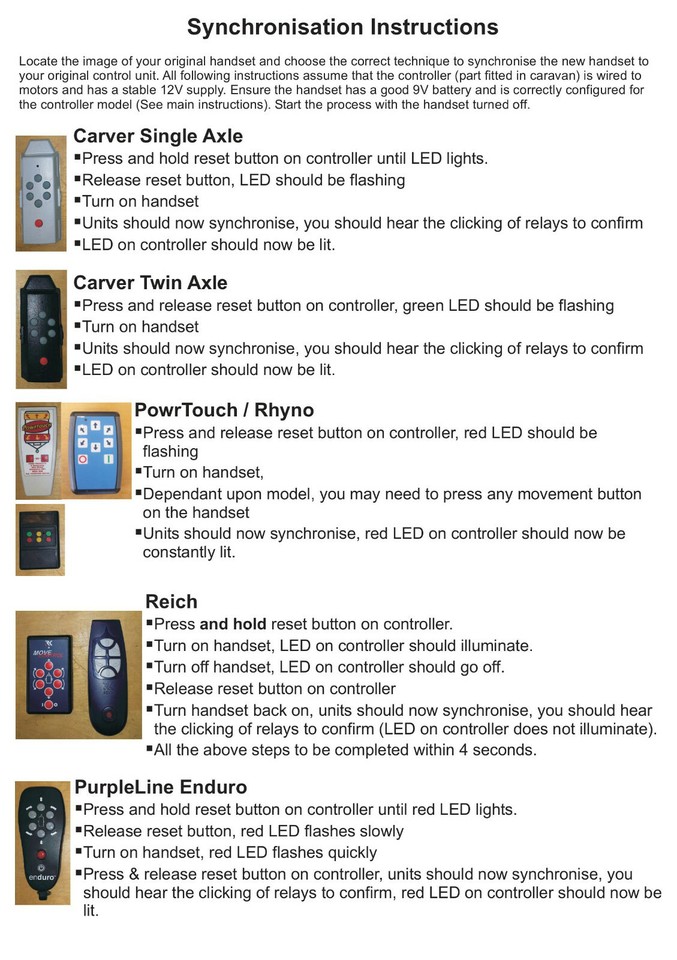 Universal Motor Mover Remote Handset Carver Truma Reich Powrtouch Rhyno ...