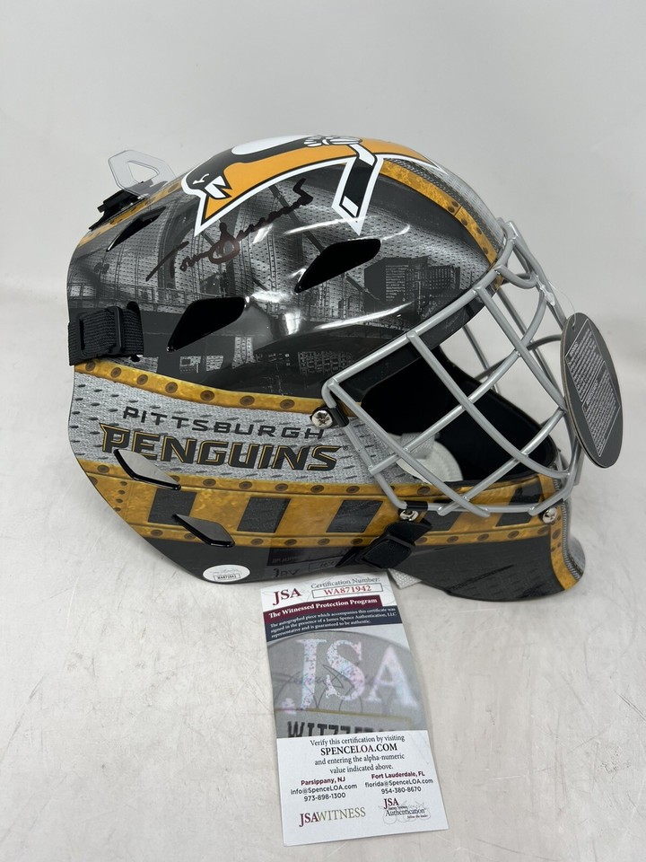 TOM BARRASSO Pittsburgh Penguins SIGNED Full Size Goalie Mask JSA ...