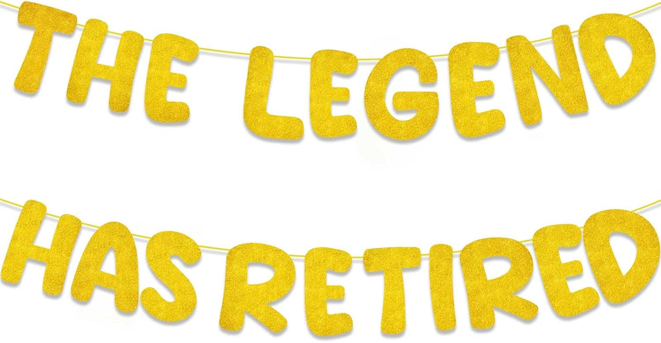 The Legend Has Retired Banner, Glitter Happy Retirement Banner Party ...