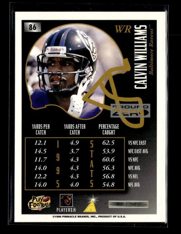 1996 Summit Ground Zero Refractor #86 Calvin Williams Baltimore Ravens ...