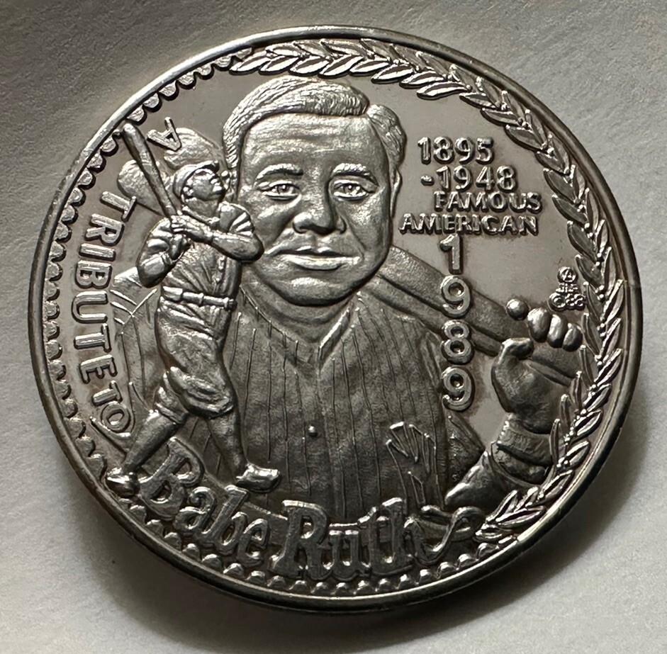 Rare 1989 Vintage 1 oz NY Yankee Baseball Babe Ruth Silver Proof Art ...