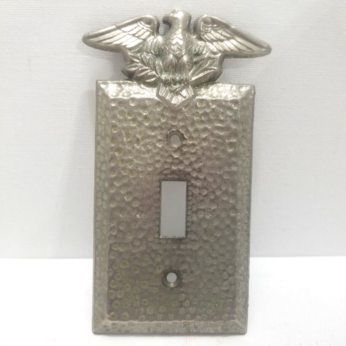 VTG Hammered Metal Pewter Eagle Single Light Switch Plate Covers 5.5 ...
