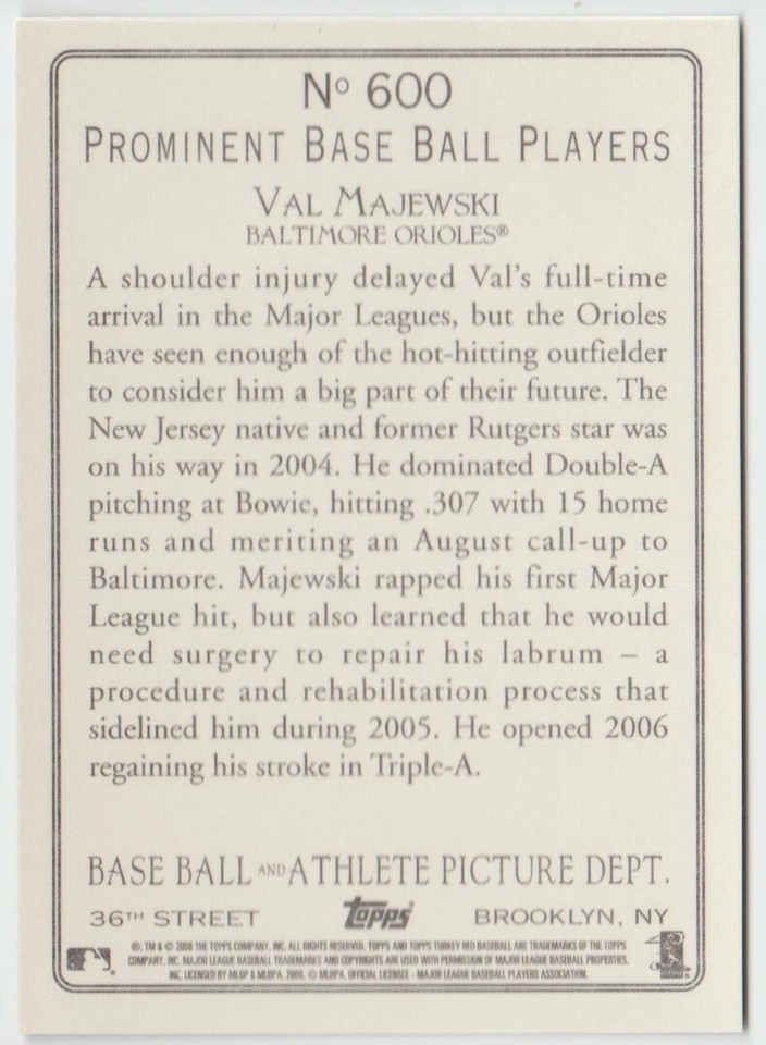 2006 Topps Turkey Red #600 Val Majewski RC - Baltimore Orioles | eBay