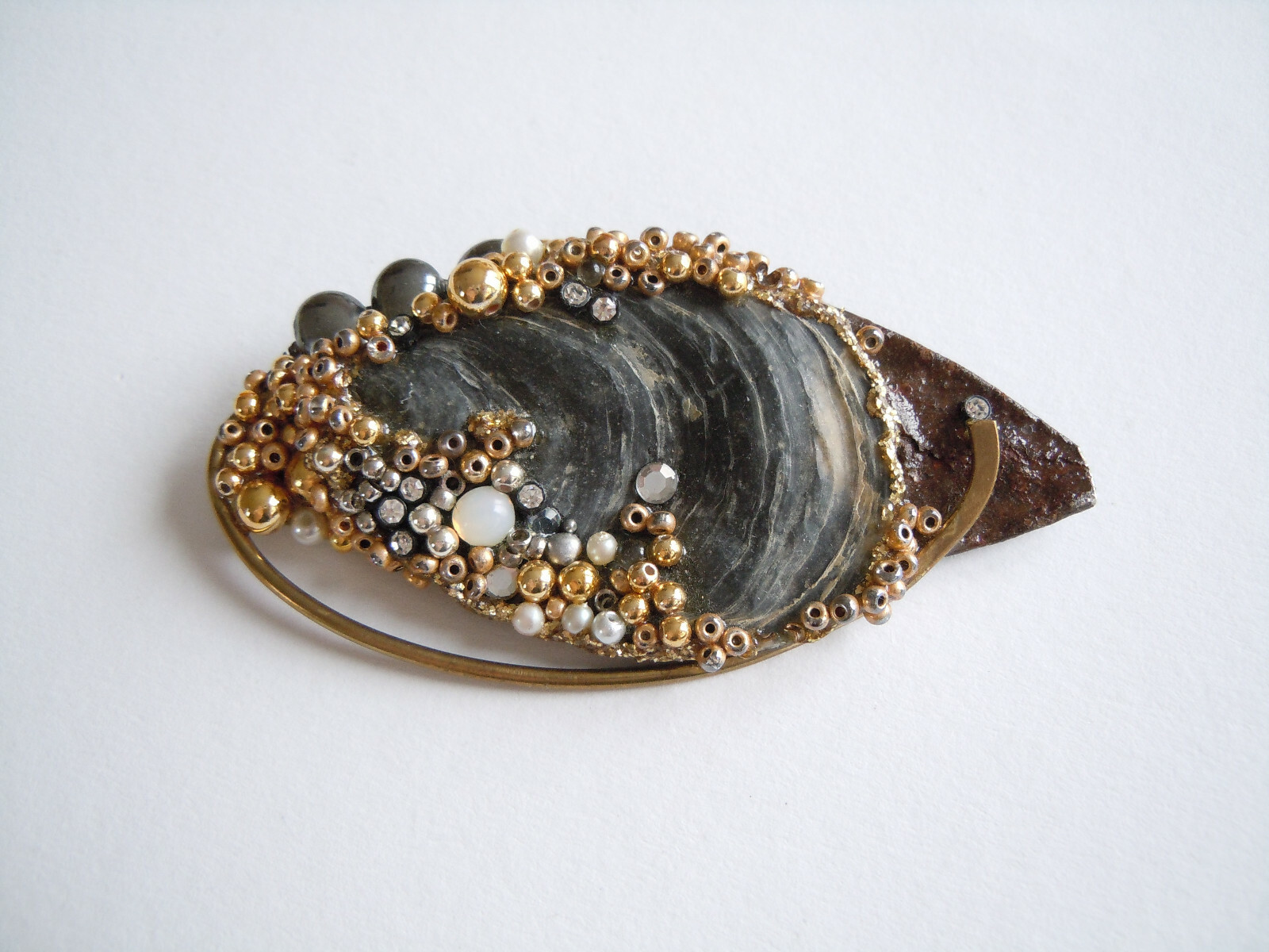 Brooch Ball & Rhinestone Large Jacket Brooch Various Materials 33.3g | eBay