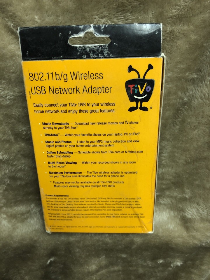 TiVo AG0100 Wireless G USB Network Adapter for Series 2 & 3 DVRs NEW ...