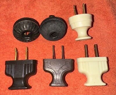 Vintage Lot of 6 Bakelite Plastic 2 Prong Plugs, Hoosick, Hubbell ...