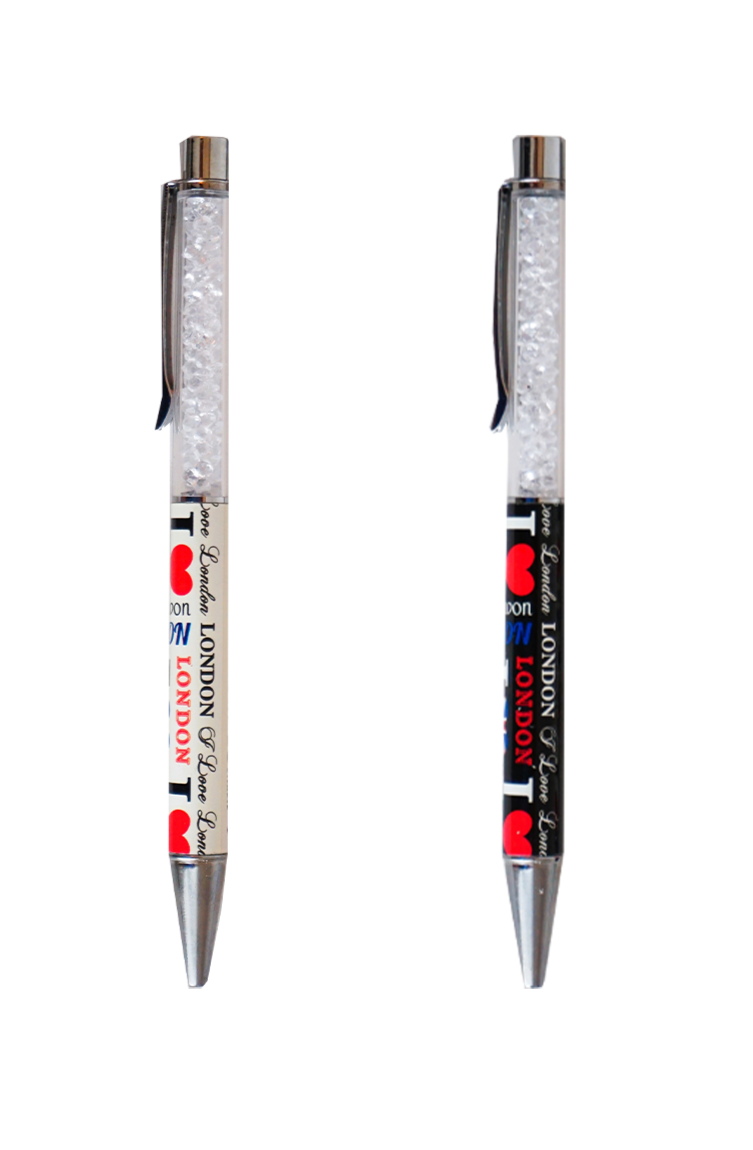 British Souvenir Pen Set 2 Pack – Crystal I Love London Ballpoint Pens ...
