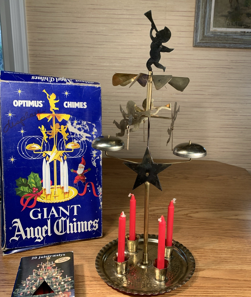 Vintage Giant Angel Chimes Christmas Candle Holder Original Box ...
