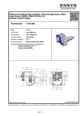 Live tool holder, straight, left/right hand, offset collet chuck, 7.073 ...