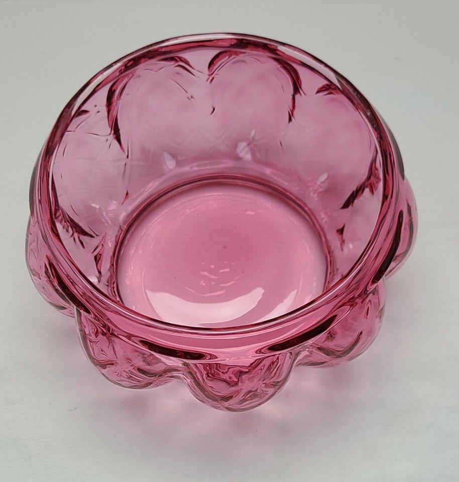Vintage Fenton Cranberry Melon Powder Jar or Candy Dish Bowl | eBay