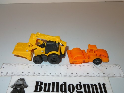 Lot 2 Plastic Yellow Orange Steamroller CAT Backhoe Construction ...