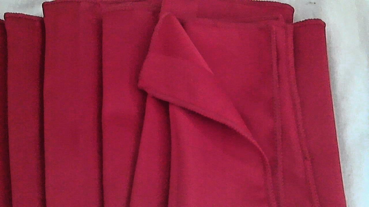 Stripe Texture Medium Red Napkins 17" x 17" Machine Hem Poly Washable ...