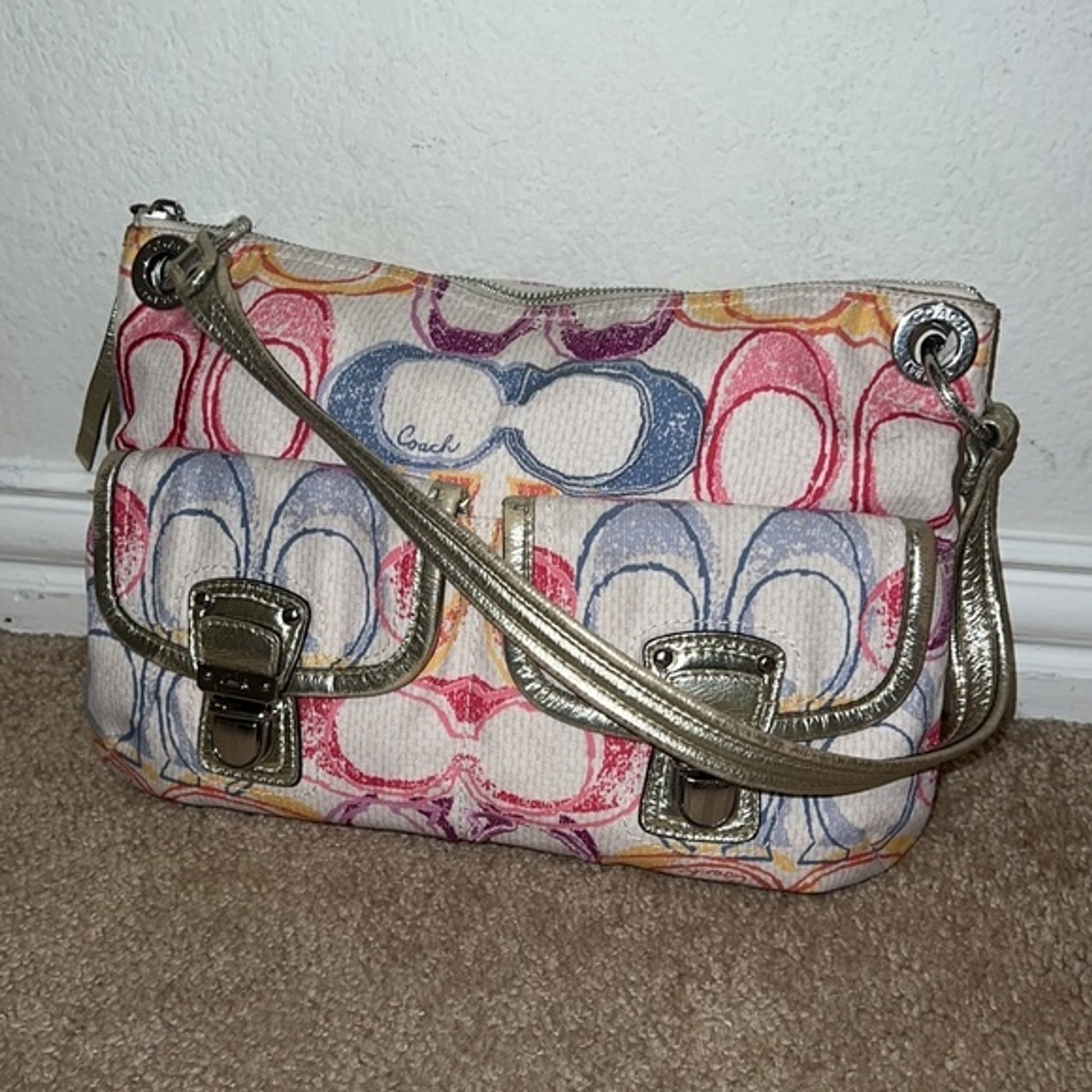 Coach Multicolor Signature Canvas Shoulder Bag | eBay