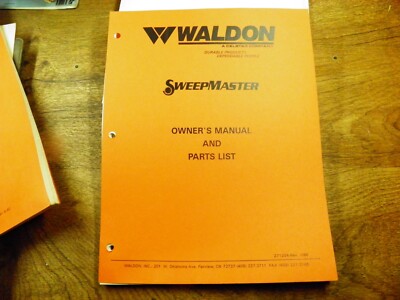 WALDON SWEEPMASTER OWNERS MANUAL AND PARTS LIST | eBay
