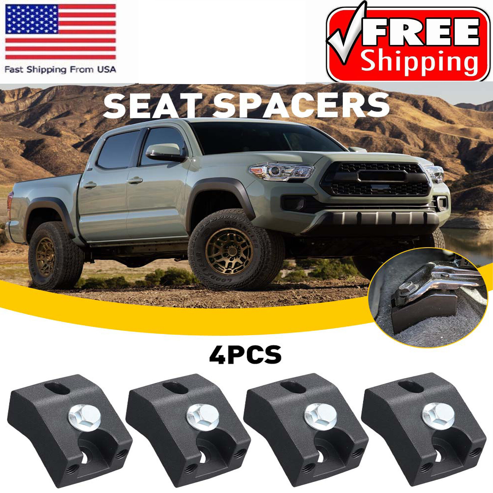 For Toyota Tacoma 2005-2022 Front Seat 1.25" Riser Seat Spacers Jacker ...