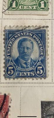 US Postage Theodore Roosevelt 5 Cent Stamp Dark Blue, Very Rare GREAT ...