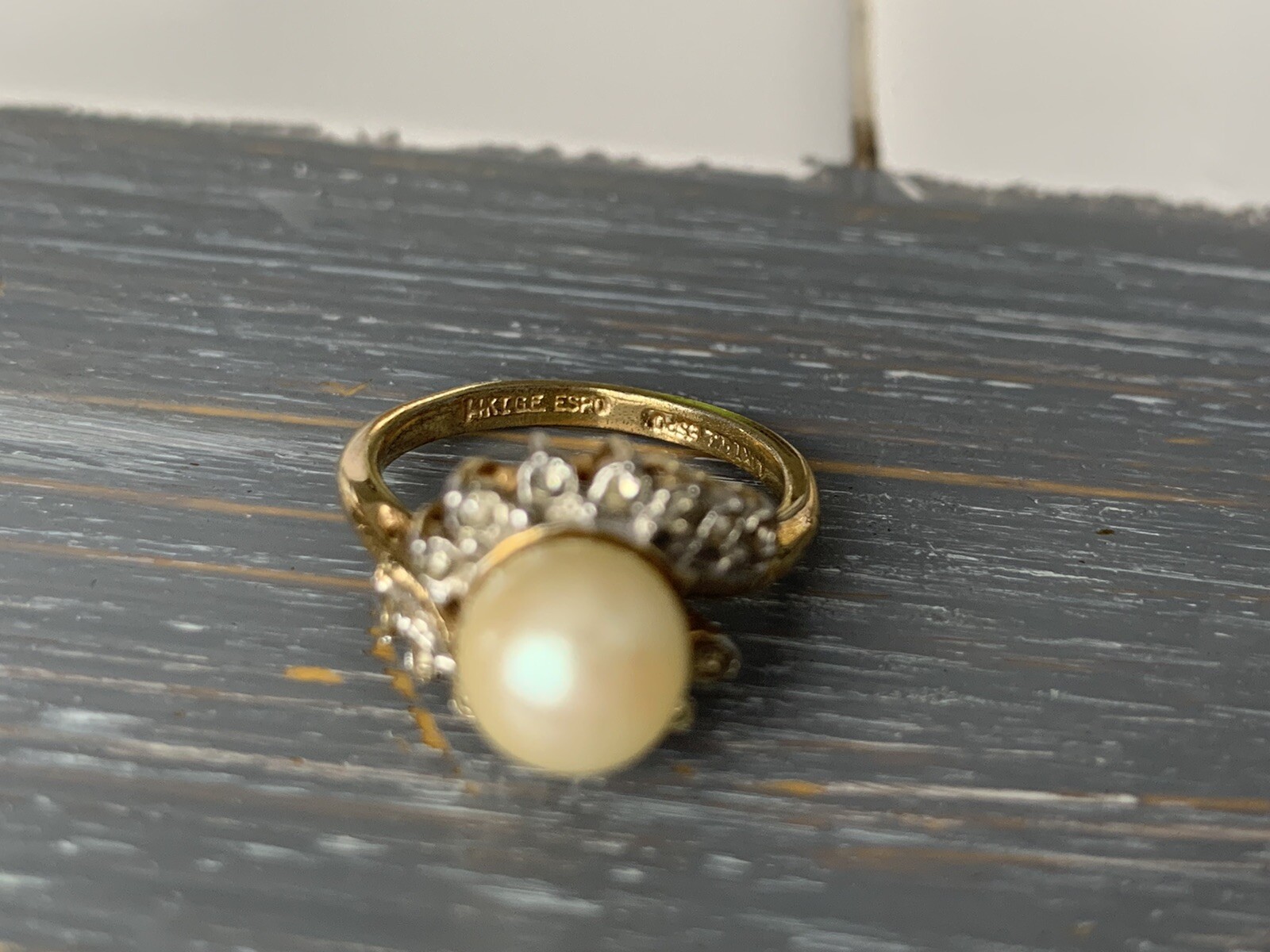 Vintage Spiral Pearl And Rhinestone 14k GE Espo Ring Sz 6 | eBay