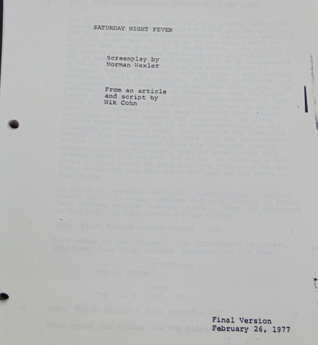 Saturday Night Fever Final Version Script Screenplay | eBay