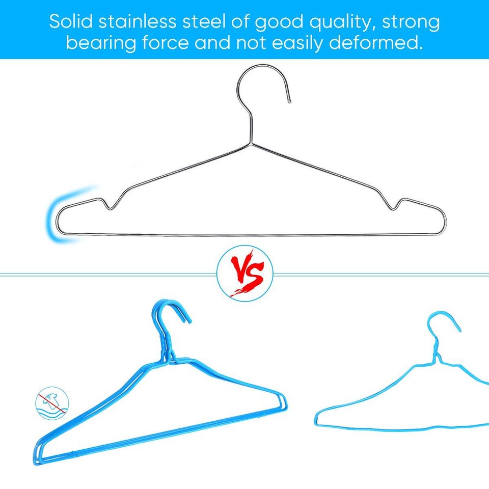 Wire Coat Hangers Strong Heavy Duty Stainless Steel Wire Metal Hanger ...