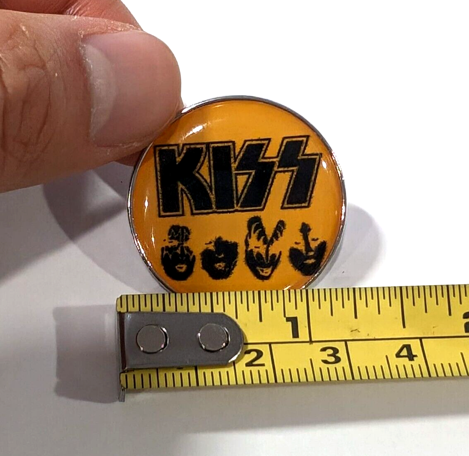 Kiss '4 heads' Heavy metal band Orange Enamel Lapel Patch Rock Metal ...