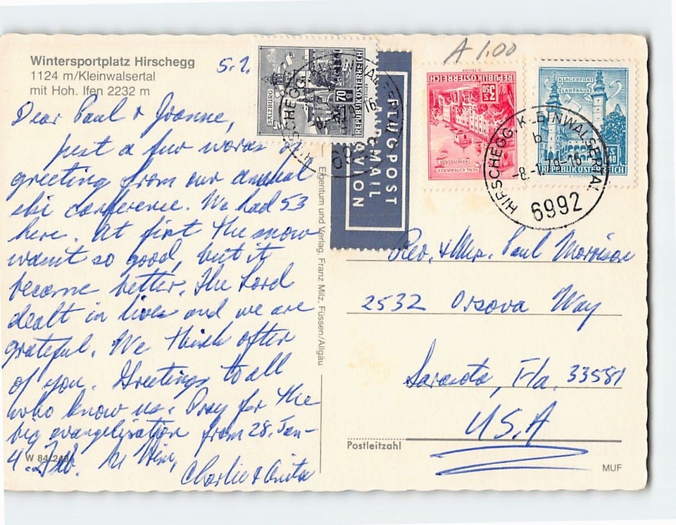 Postcard Wintersportplatz Hirschegg Austria | eBay