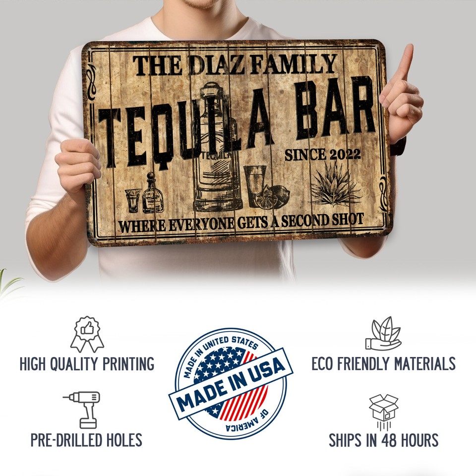 Personalized Tequila Bar Sign Home Bar Decor Gift For Dad Mexican ...