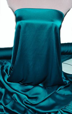 SATIN CHIFFON PEACOCK SILKY DULL FABRIC 60 " ..FORMAL, LINGERIE ...