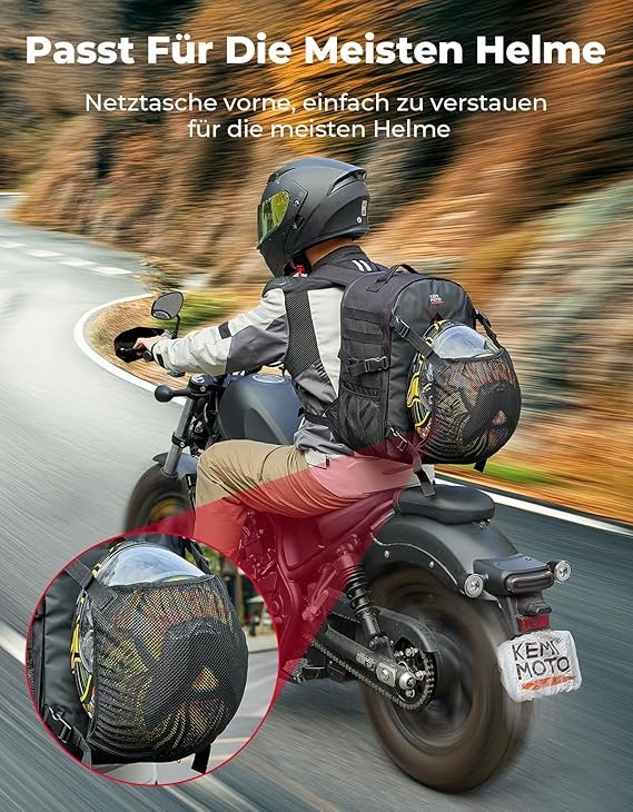 Motorcycle Backpack for Helmets 35L Expandable Waterproof Bag with ...