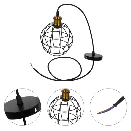 Retro Lamp Holder Metal Cage Lampshade for Pendant Light Chandelier ...