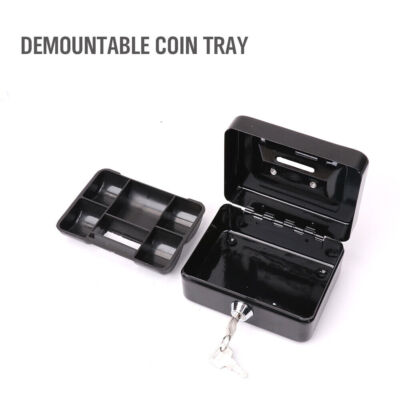 Metal Cash Box Security Safe With Money Tray Key Lock Small Gun Jewelry ...