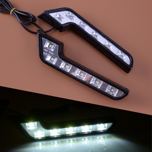 1Pair L Shaped Car Front Grille Mount LED Daytime Running Light Fog ...