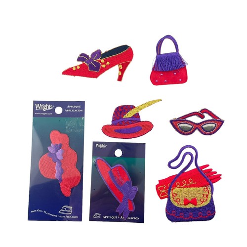 Red Hat Society Iron-On Patches Ladies Fashion Shoe Purse Eyeglasses ...